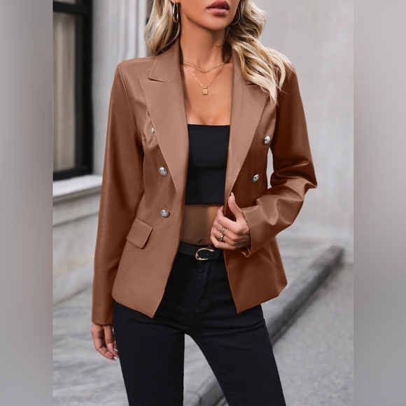 boutique | Jackets & Coats | Chestnut Button Up Collared Neck Blazer ...